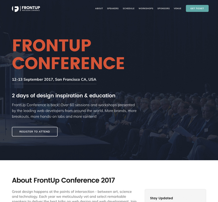 FrontUp - Conference & Event Landing Page Template