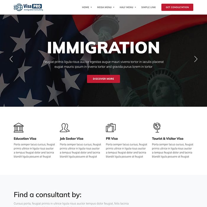 VisaPRO - Immigration and Visa Consulting Website Template
